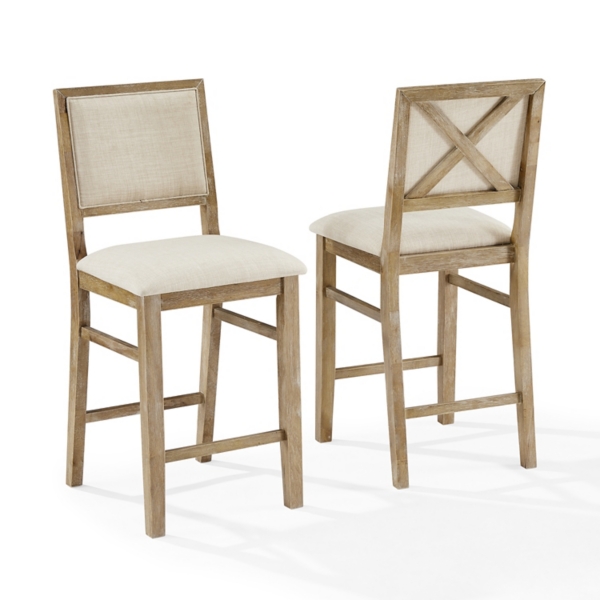 Natural Wood Upholstered Counter Stools, Set of 2 | Kirklands Home