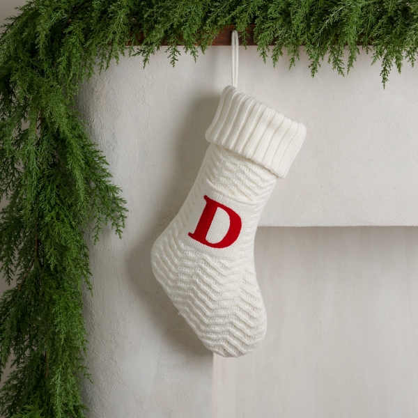 Cream Knit Monogram D Christmas Stocking | Kirklands Home