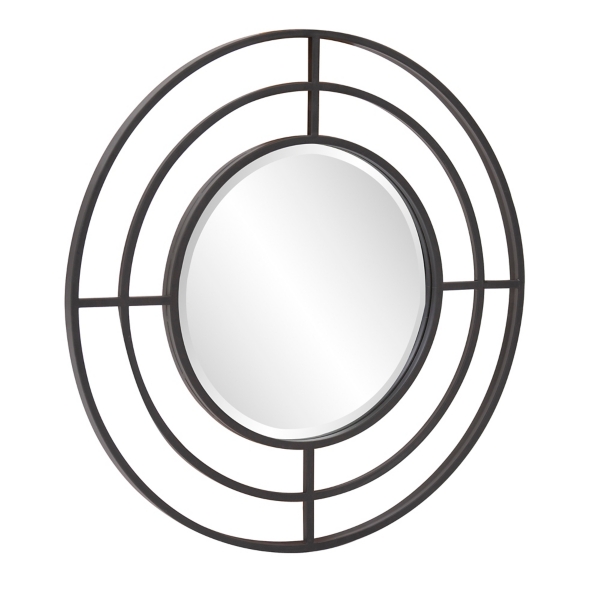 Kirklands Graphite Metal Bullseye Round Wall Mirror | Hamilton Place