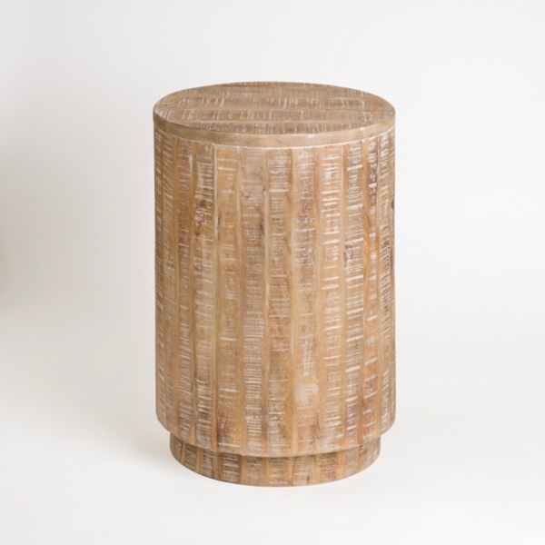 Sawmark Round Drum Accent Table | Kirklands Home