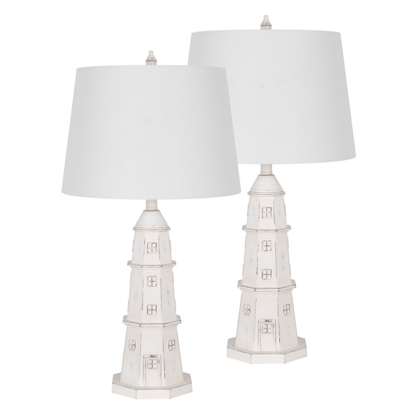 Kirklands White Lighthouse Table Lamps, Set of 2 | Hamilton Place