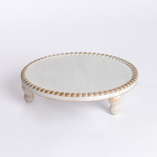 Round White Wood Beaded Riser, 13 in. | Kirklands Home