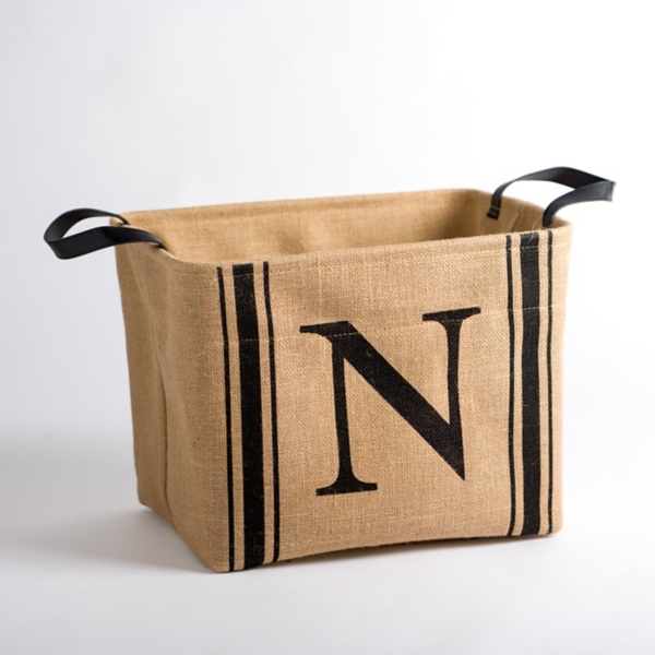 Kirklands Monogram N Striped Jute Storage Bin at Hamilton Place in ...