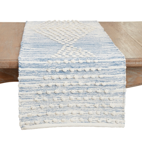 Blue and Cream Textured Diamonds Table Runner | Kirklands Home
