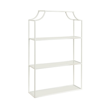 White metal and glass shelving unit store