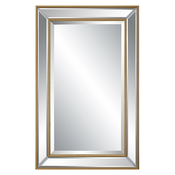 Kirklands Gold Beaded Double Frame Beveled Wall Mirror | Hamilton Place