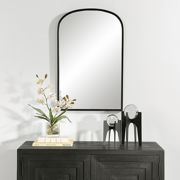Black Simple Round Top Wall Mirror | Kirklands Home