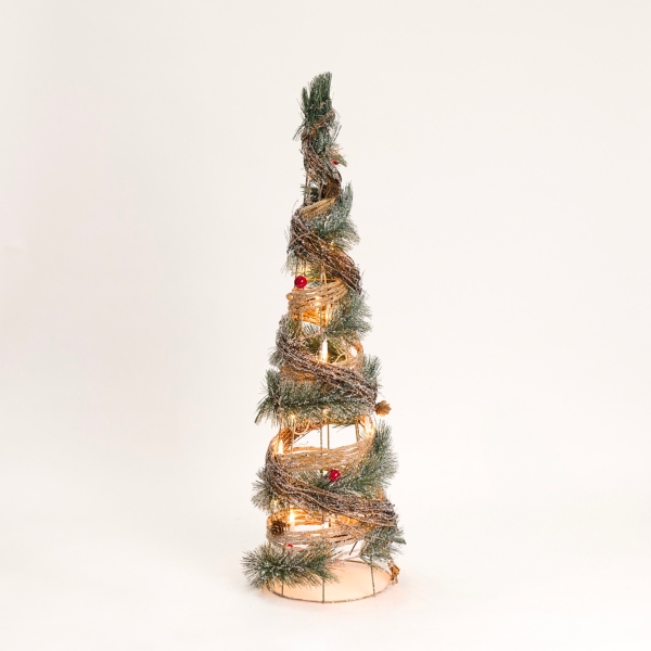 Pre-Lit Frosted Rattan Christmas Tree, 31 in. | Kirklands Home