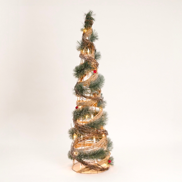 Pre-Lit Frosted Rattan Christmas Tree, 39 in. | Kirklands Home