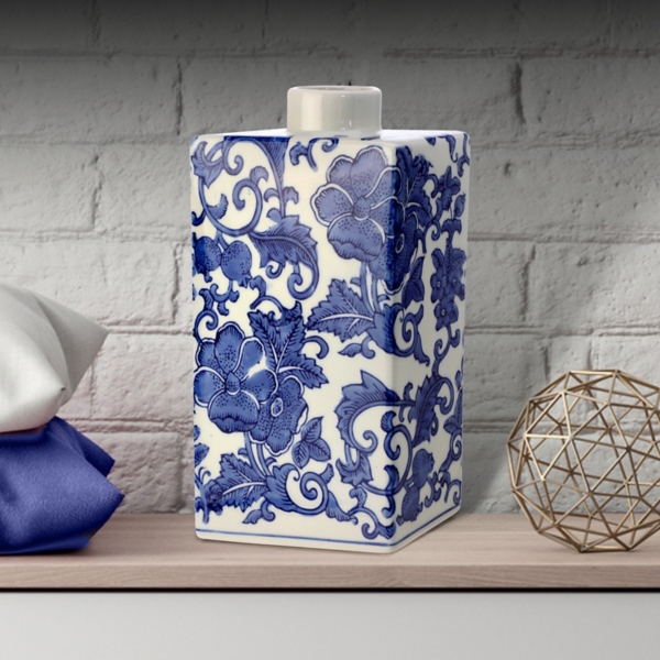 Kirklands Blue Floral Rectangle Vase | Hamilton Place