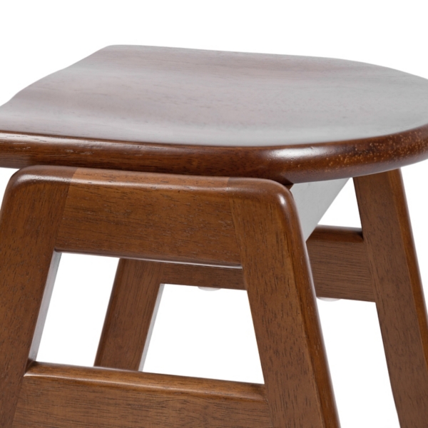 Kirklands Walnut Wood Backless Bar Stool | Hamilton Place