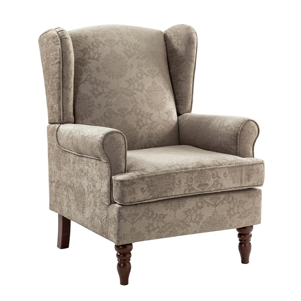 Brown Floral Brocade Wingback Ella Armchair | Kirklands Home