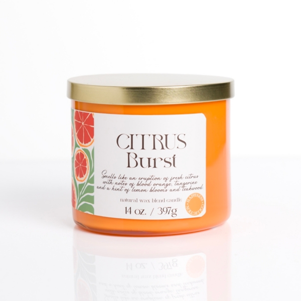 Citrus Burst 14 oz. Gold Lid 3-Wick Jar Candle | Kirklands Home