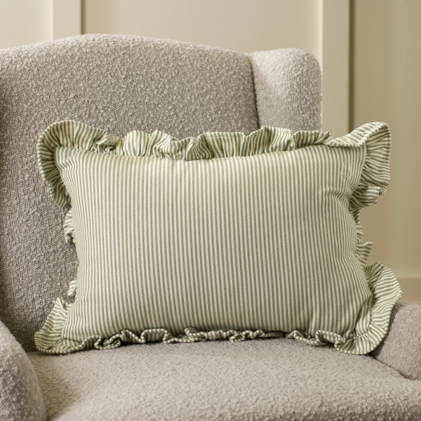 Sage Jane Striped Ruffle Lumbar Pillow | Kirklands Home