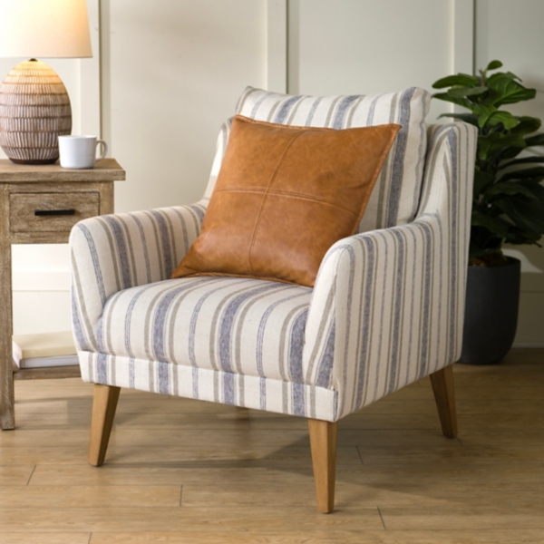 Blue Striped Upholstered Lauren Accent Chair | Kirklands Home