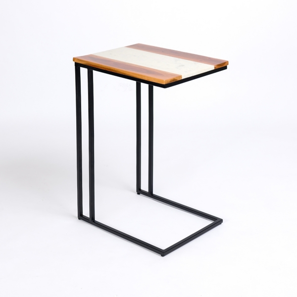 Natural Wood and Marble Top C-Table | Kirklands Home
