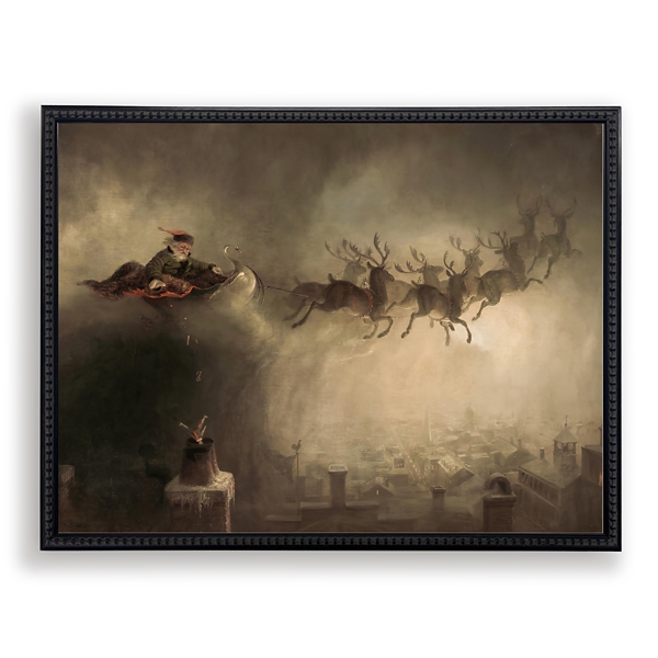 Santa in Flight Framed Art Print | Kirklands Home