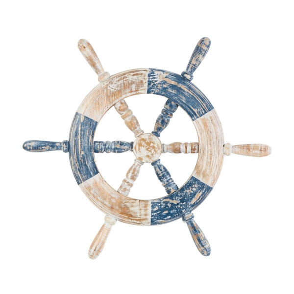 Blue and White Ship Wheel Wall Plaque | Kirklands Home