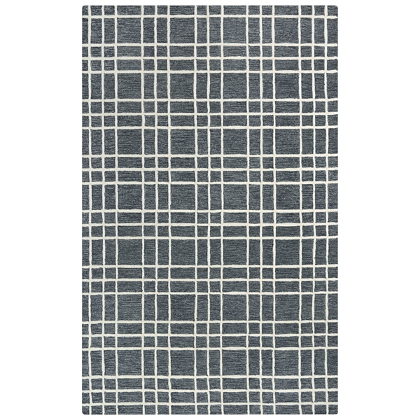 Gray and Ivory Grid Lofton Wool Area Rug, 5x7 | Kirklands Home