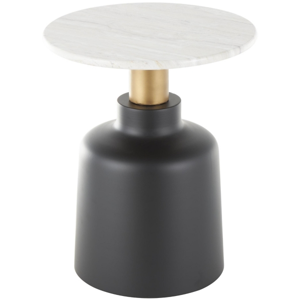Black Metal & Marble Pedestal Accent Table | Kirklands Home