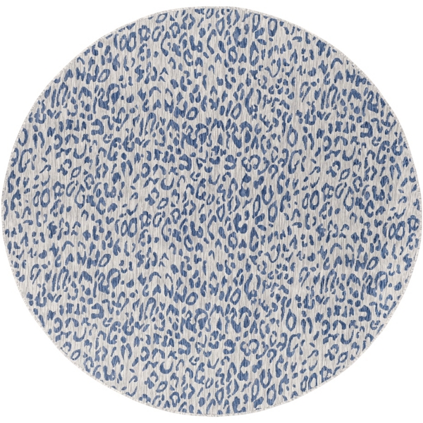 Cauli Blue Leopard Print Round Outdoor Rug, 7 ft. | Kirklands Home