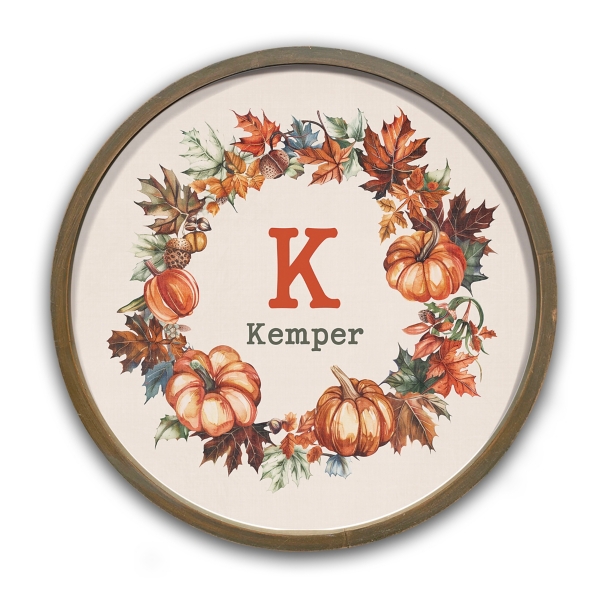 Personalized Monogram Fall Wreath Wall Plaque | Kirklands Home