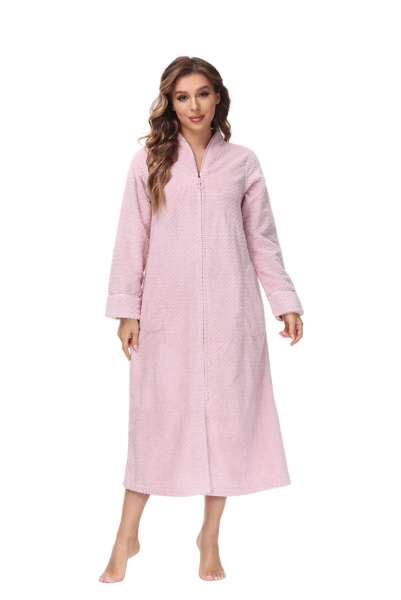 Large Plush Pink Front Zipper Bathrobe | Kirklands Home