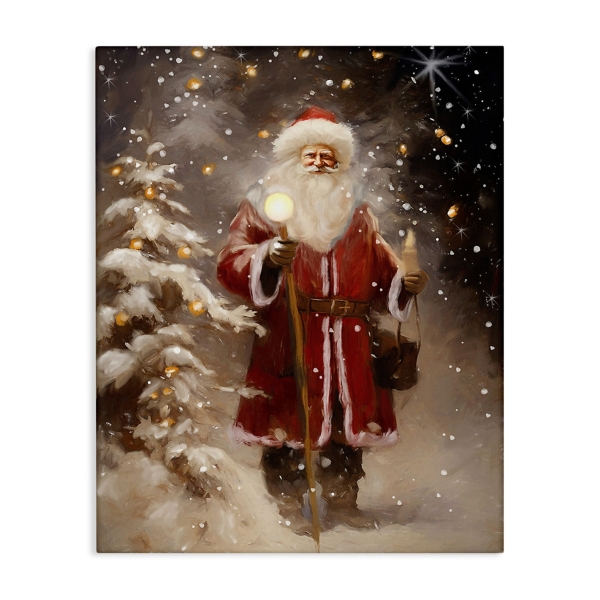 Santa in Snowy Night Canvas Art Print | Kirklands Home
