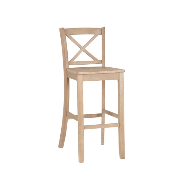 Rustic Graywash Wood X Back Bar Stool | Kirklands Home