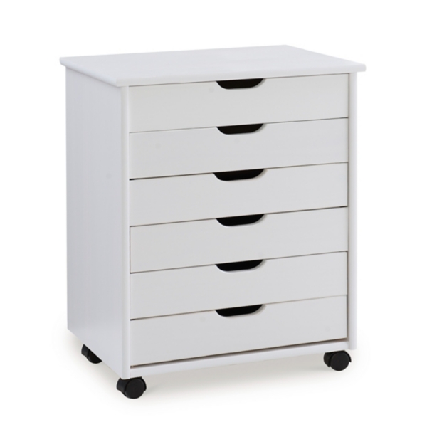 White Wood Wide 6-Drawer Cary Storage Cart | Kirklands Home