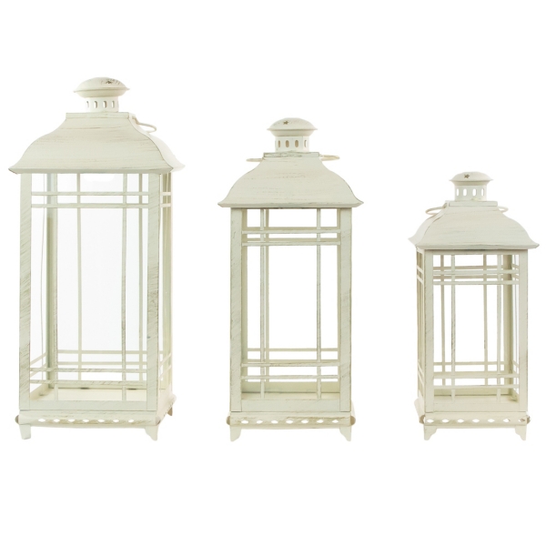 Antique Cream Metal Lanterns, Set of 3 | Kirklands Home