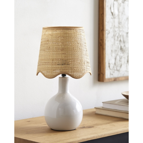 White Ceramic Balbao Scalloped Shade Table Lamp | Kirklands Home