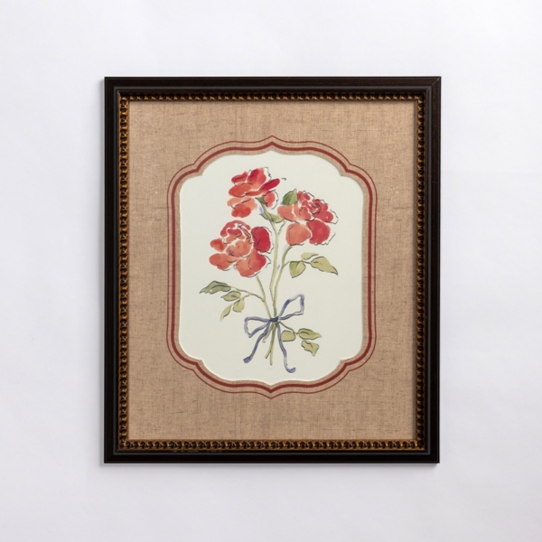 Bouquet on Linen Framed Art Print | Kirklands Home