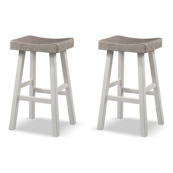 Gray & White Backless Cooper Bar Stools, Set of 2 | Kirklands Home