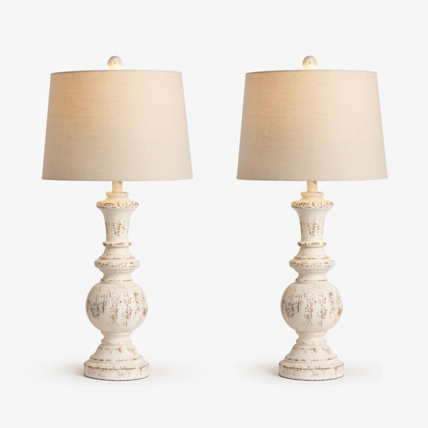 Distressed Cream Adelaide Table Lamps, Set of 2 | Kirklands Home