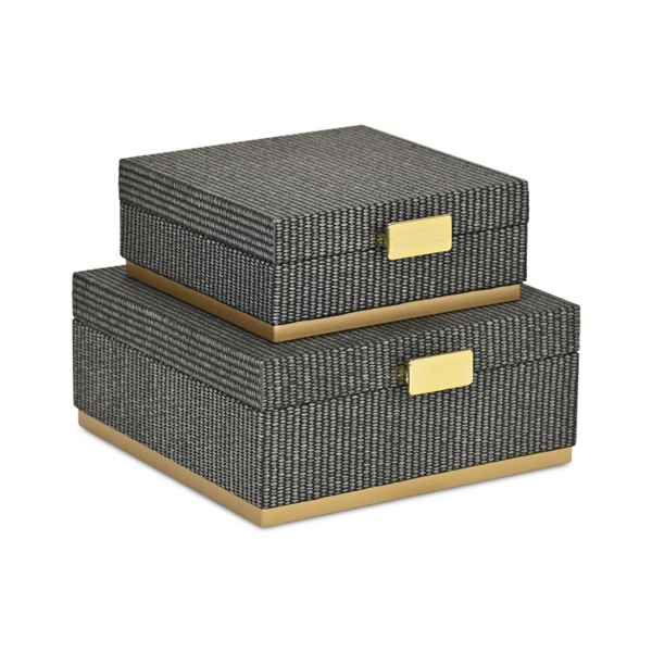Gray Woven Square Decorative Boxes, Set of 2 | Kirklands Home