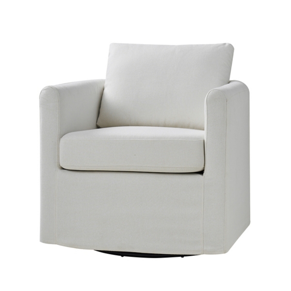 White Upholstered Vasser Slipcover Swivel Chair