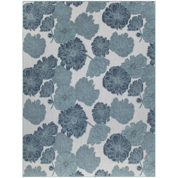 Blue Floral Garden Oasis Outdoor Rug, 9x12 | Kirklands Home