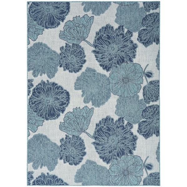 Blue Floral Garden Oasis Outdoor Rug, 5x7 | Kirklands Home