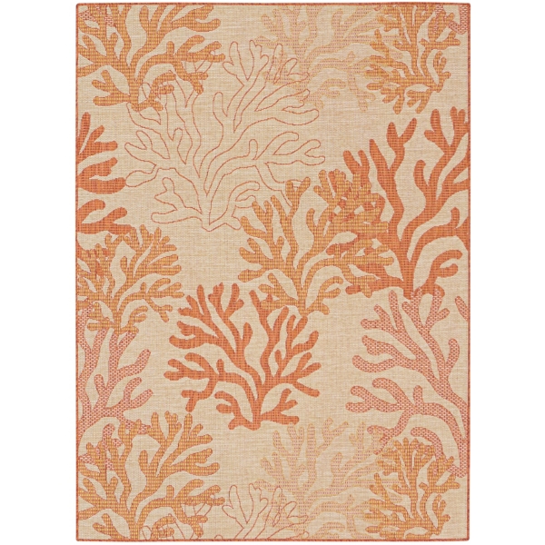 Orange Coral Tropical Oasis Outdoor Rug, 5x7 | Kirklands Home