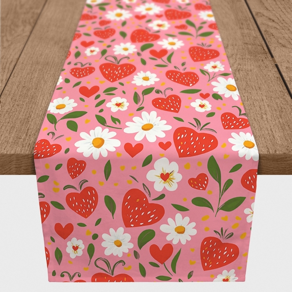 Strawberry Heart and Daisy Table Runner, 72 in. | Kirklands Home