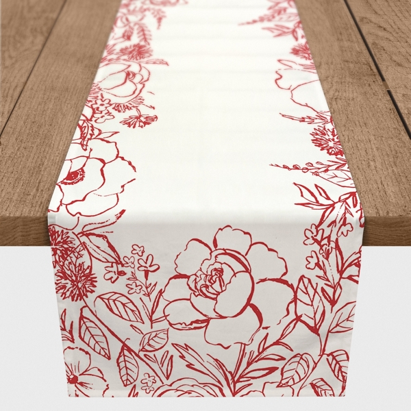 Red Floral Border Table Runner, 72 in. | Kirklands Home
