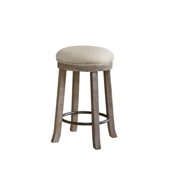 Cream and Gray Backless Swivel Counter Stool | Kirklands Home