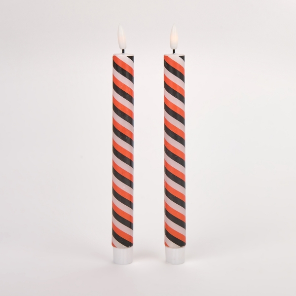 LED Candy Stripe Taper Candles, Set of 2 | Kirklands Home
