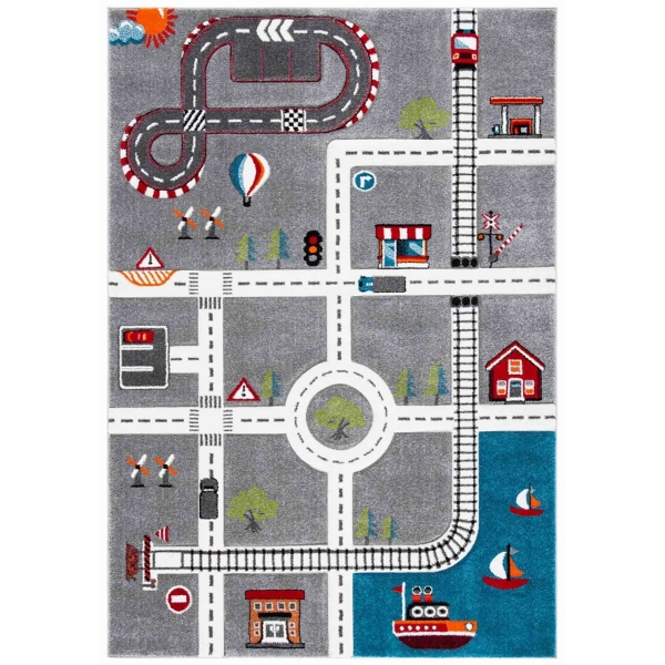 Gray Town Roads Kids Area Rug, 6x9 | Kirklands Home
