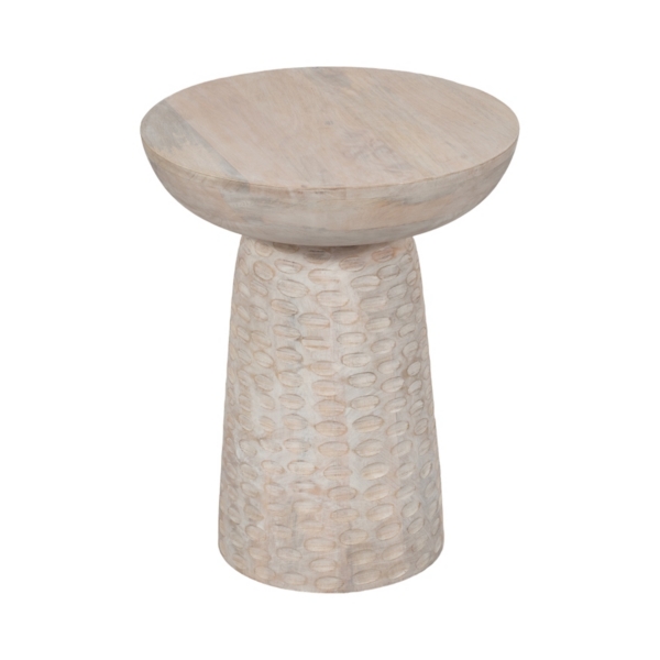 Whitewash Wood Grooved Base Accent Table | Kirklands Home