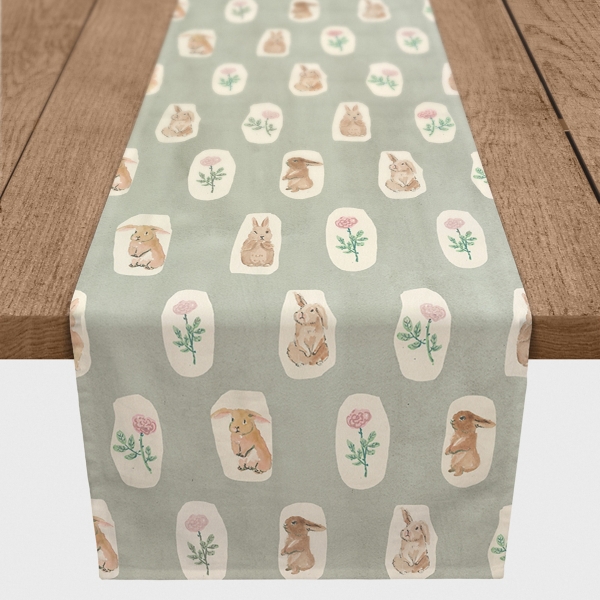 Bunny and Flower Dot Easter Table Runner, 72 in. | Kirklands Home