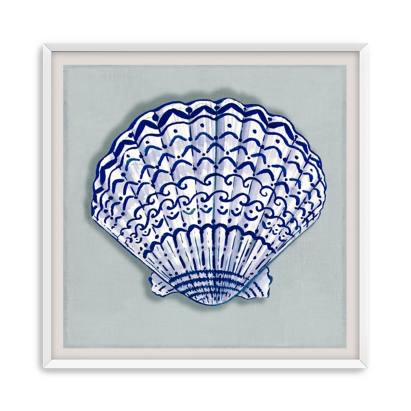 Blue Fun Shell Framed Art Print, 22x22 | Kirklands Home