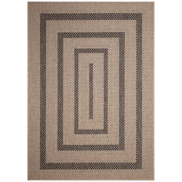 Taupe Framed Stripe Indoor/Outdoor Area Rug, 7x9 | Kirklands Home