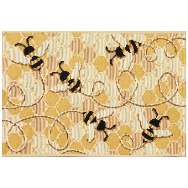 Honeycomb Bees Indoor/Outdoor Accent Rug, 2x2 | Kirklands Home